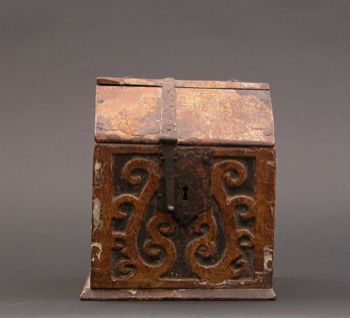 A Carved Gilt Alms Box, French or Italian ca. 15th-16th Century, 09.17. ...