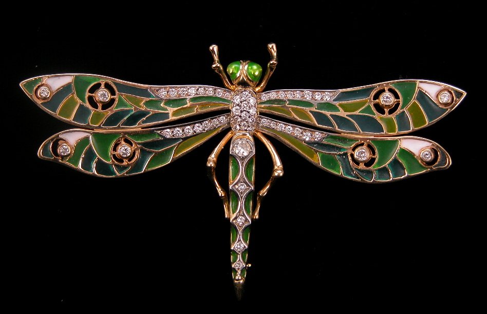 An 18K Plique a Jour Dragonfly Brooch, 09.17.04, Sold: $1610