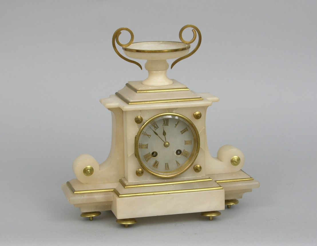 French Alabaster Mantle Clock, ca. 19th Century , 05.19.06, Sold: $155.25