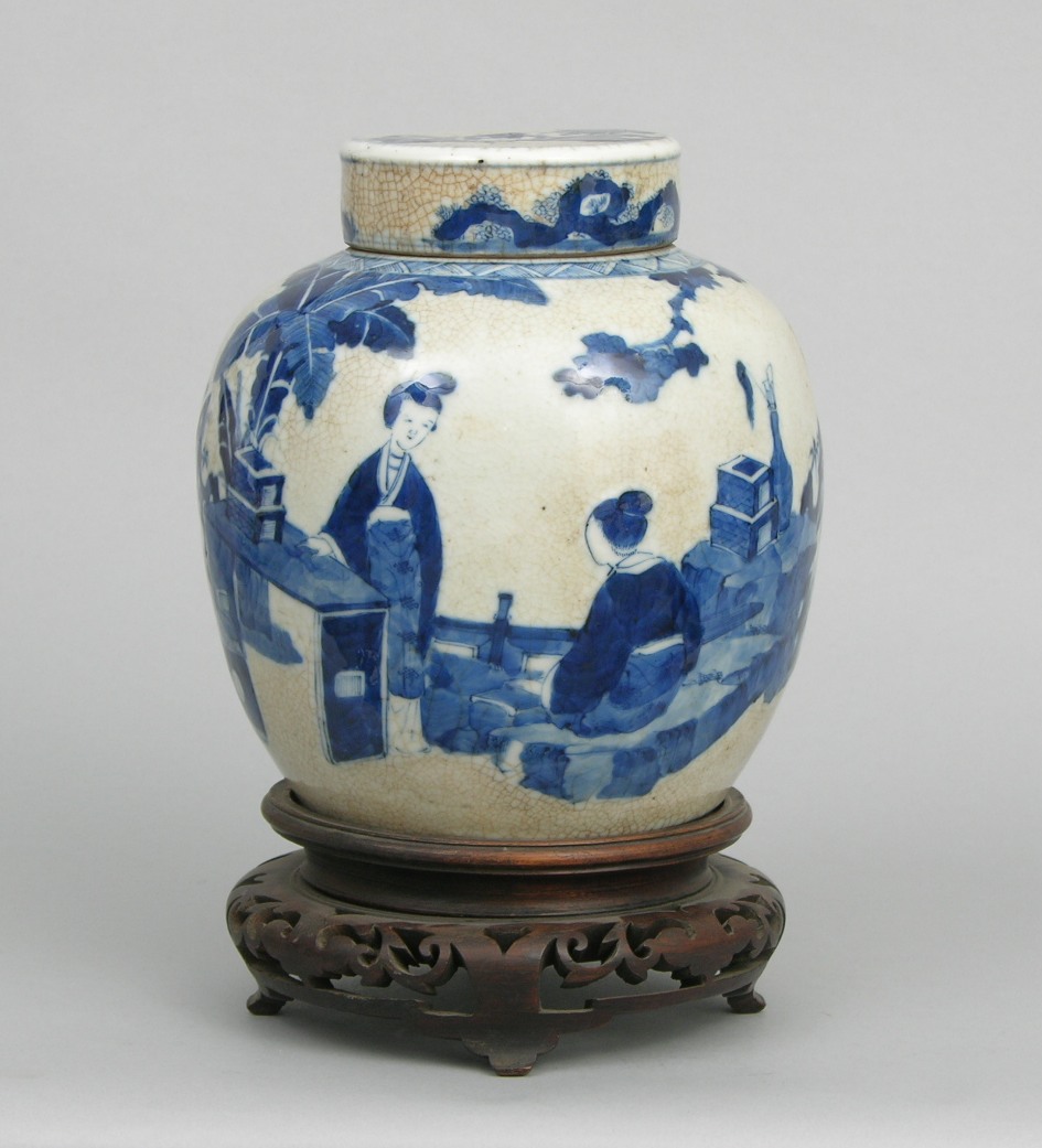 High resolution image for A Chinese Blue & White Ginger Jar with Lid ...
