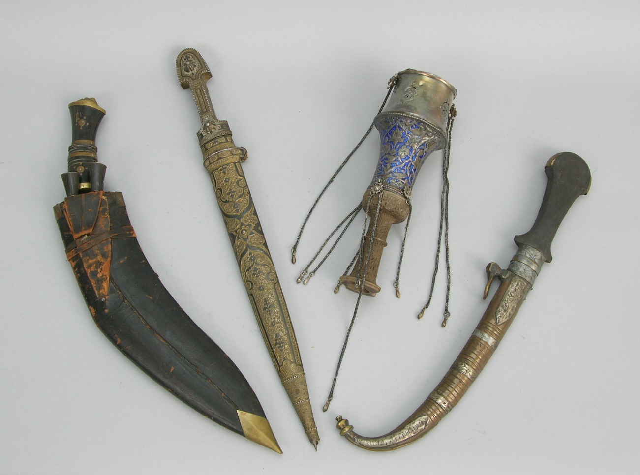 A Group of Antique Edge Weapons Including: a Rare Signed Kinjal from ...