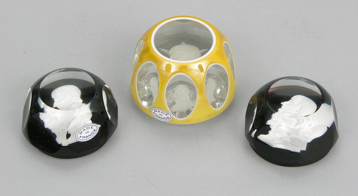 A Group of Three Limited Edition Baccarat Sulphide Paperweights ...