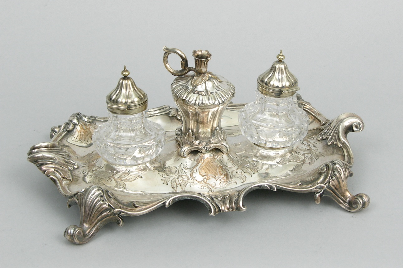 A Beautiful Silver Plate Inkwell Set, 05.18.07, Sold: $241.5