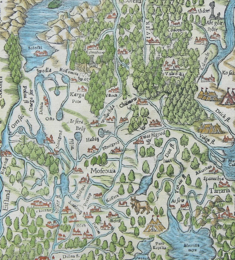 Map of Moscovia by Sebastian Munster (1489-1552), from "Cosmographia ...