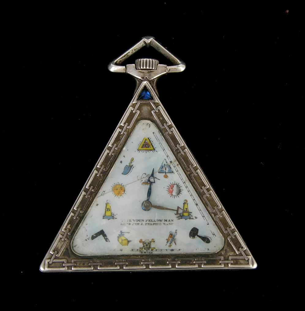 Triangular Sterling Silver Masonic Watch, Swiss, ca. 1950, 05.16.08