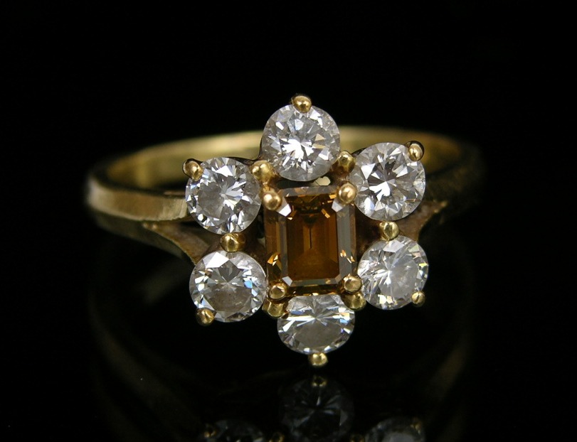 A Fancy Color Diamond Cluster Ring , 11.21.08, Sold: $546.25