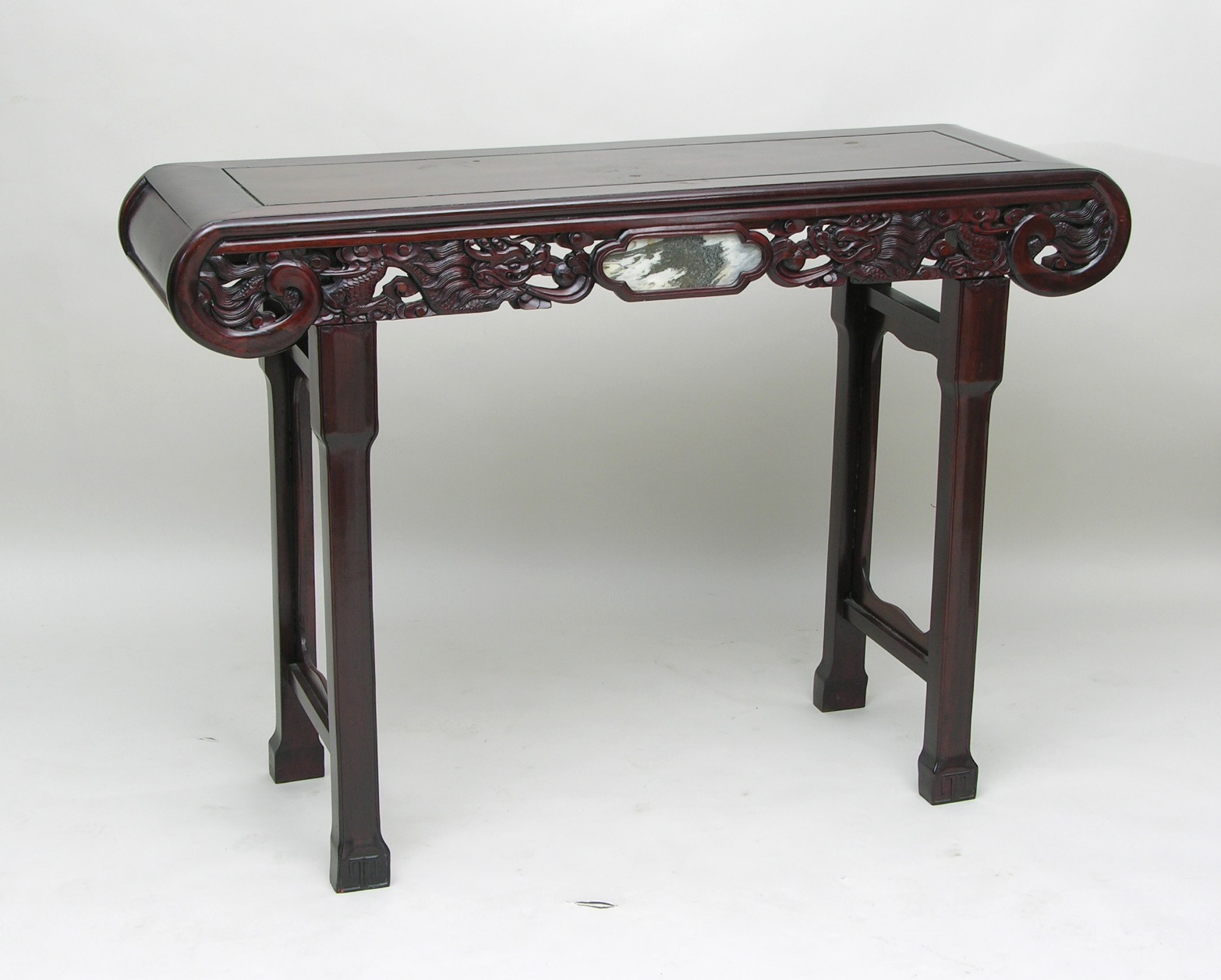 A Chinese Scroll Table with a Marble Insert in the Apron, 09.11.08 ...