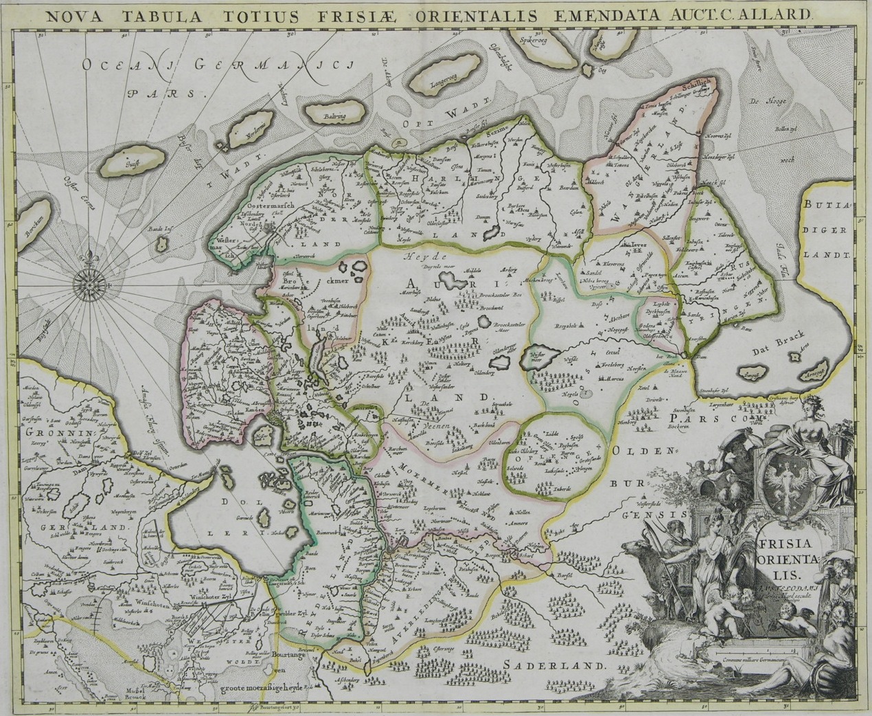 An Antique Map Of "Frisia Orientalis" By Carel Allard (Dutch, 1648 - ca ...