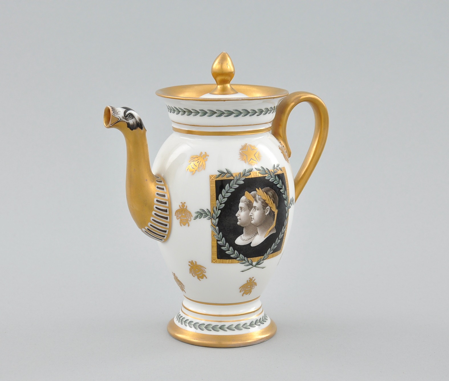 An Exquisite Sevres Porcelain Teapot with Napoleonic Decoration, 09.11. ...