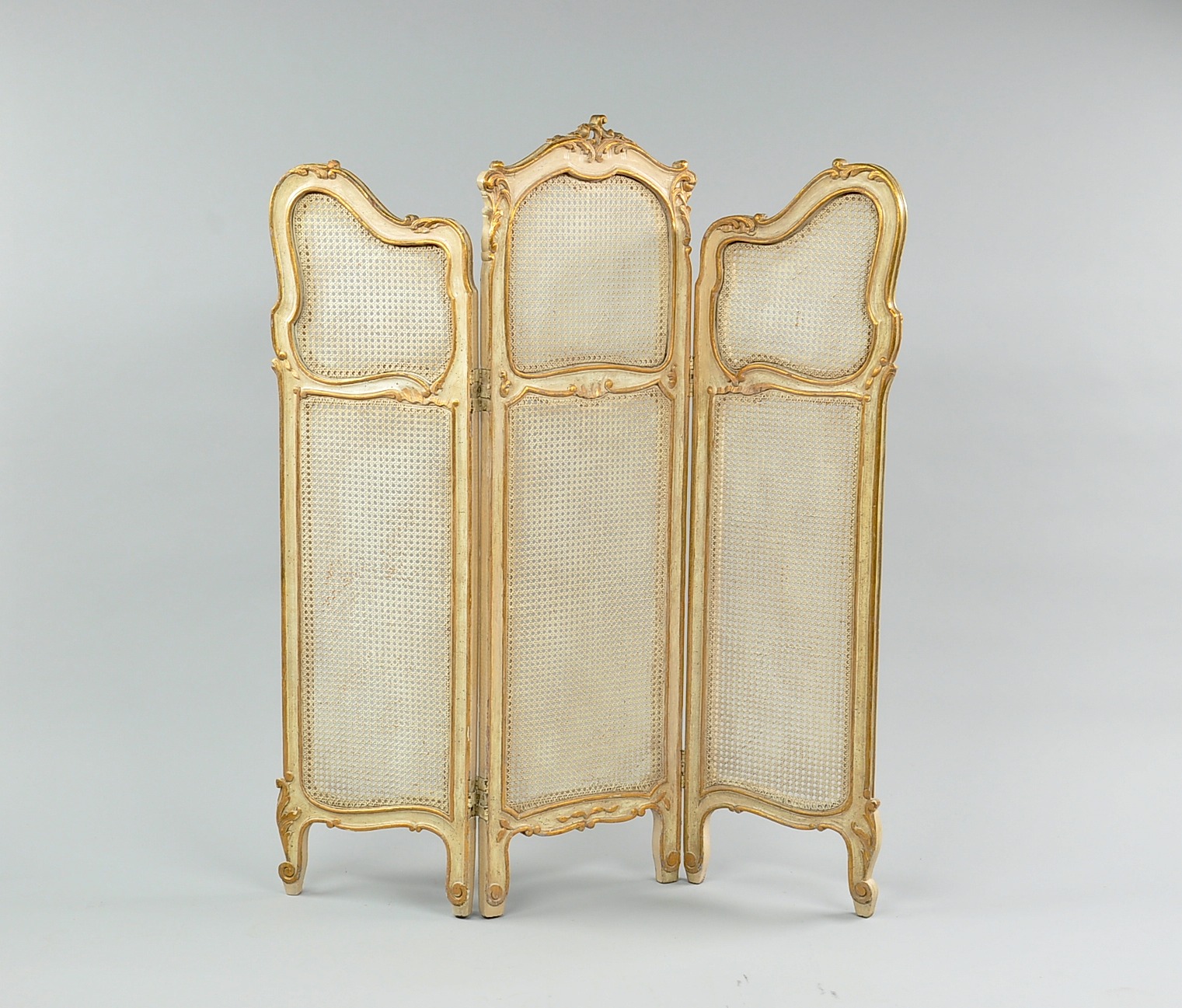 High resolution image for A Three-Panel French Style Caned Folding Screen