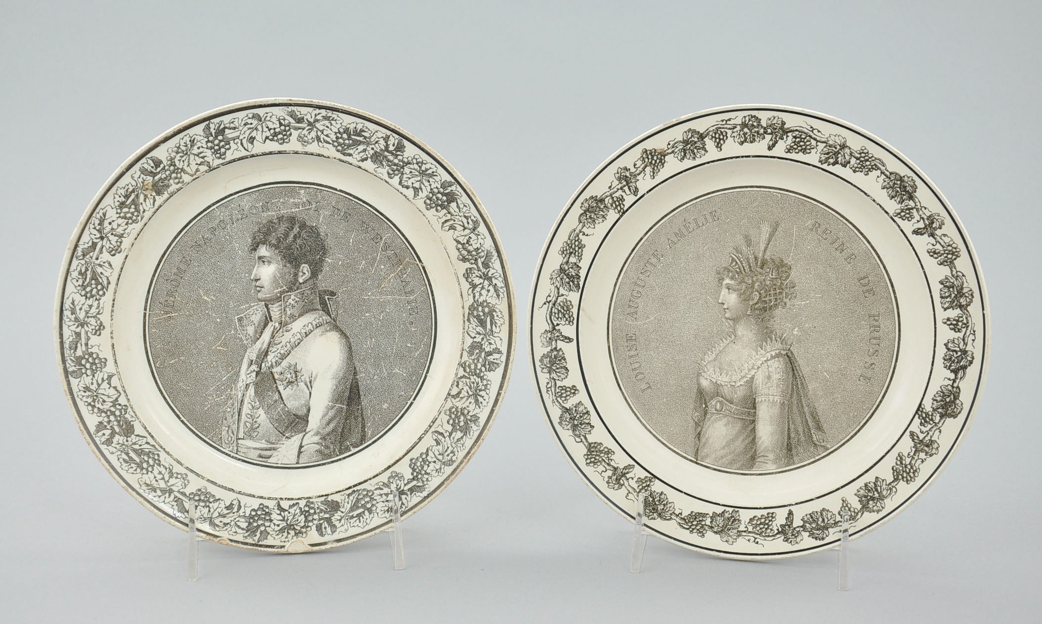 A Pair of Glazed Creamware Portrait Plates, 09.11.09, Sold: $345