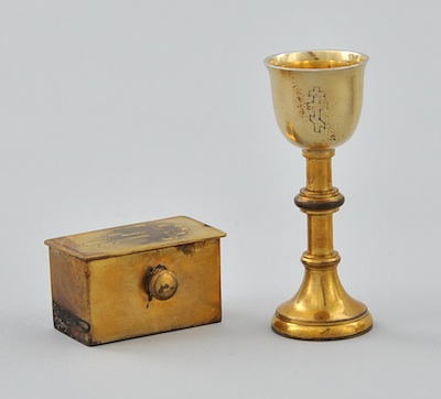 An Orthodox Silver Metal and Brass Sick-Call Communion Set, 03.06.10 ...