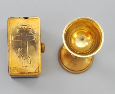 An Orthodox Silver Metal and Brass Sick-Call Communion Set, 03.06.10 ...