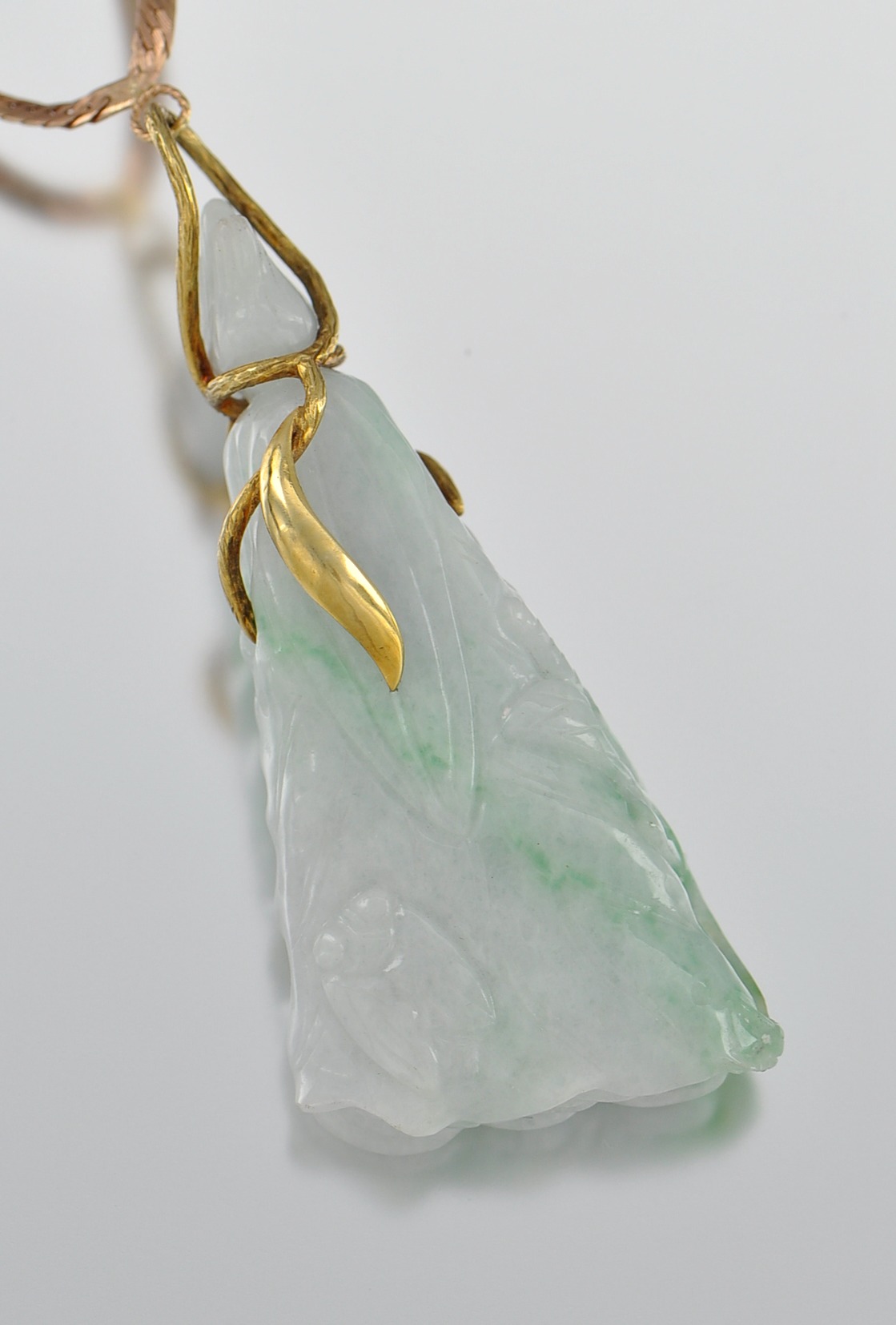 A Large Jadeite Pendant on 14k Gold Chain , 03.05.10