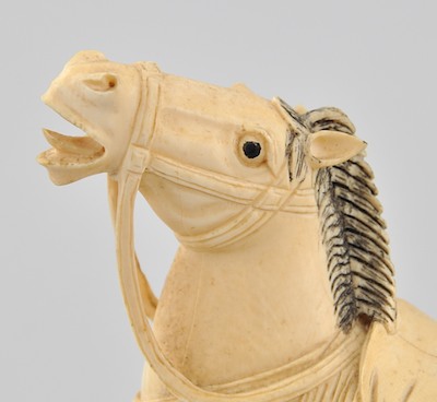A Chinese Hand Carved Ivory Horse on Fitted Rosewood Stand, 05.22.10 ...