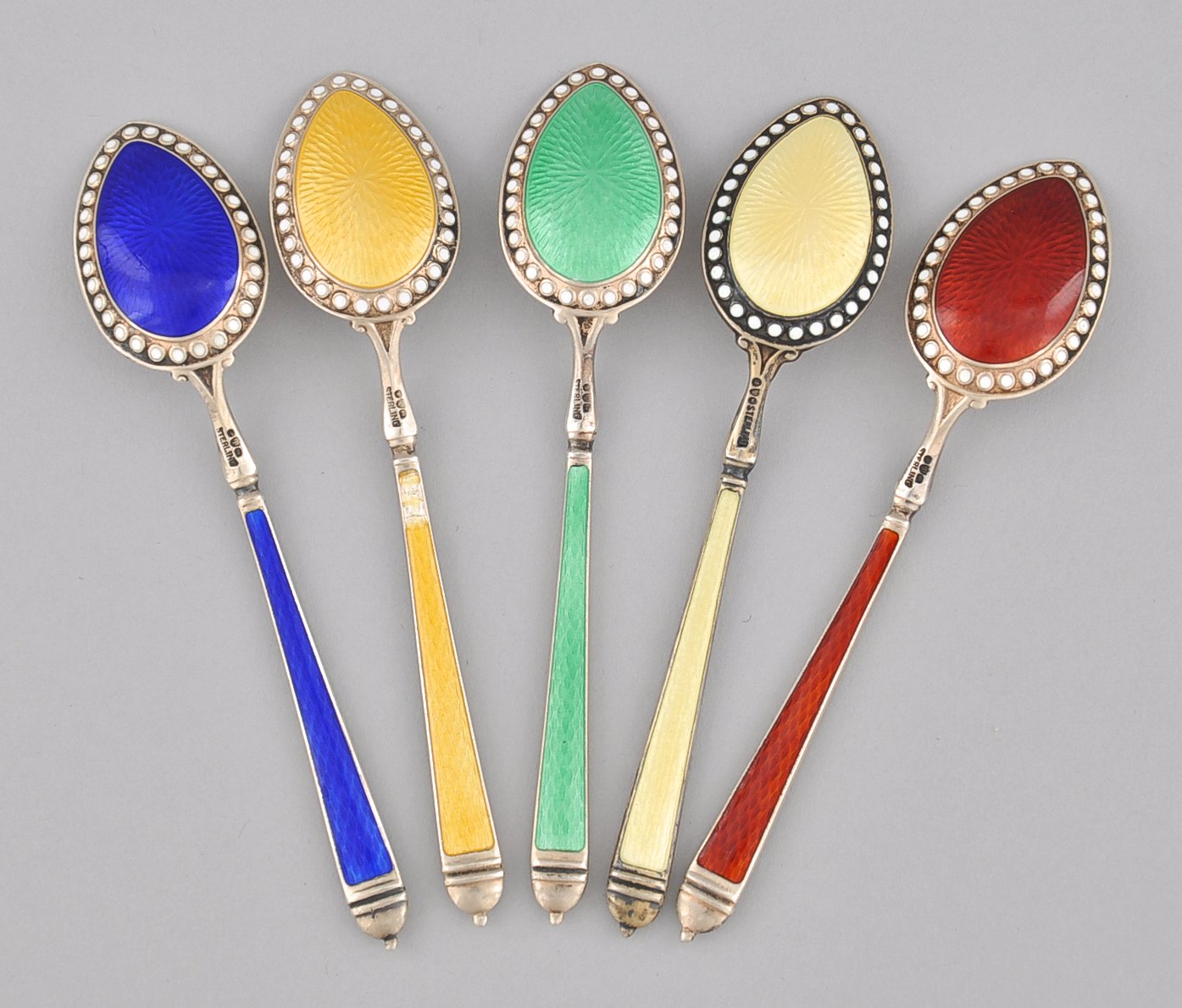 Five Silver Enameled Demitasse Spoons by Watson Company, 05.20.10, Sold ...