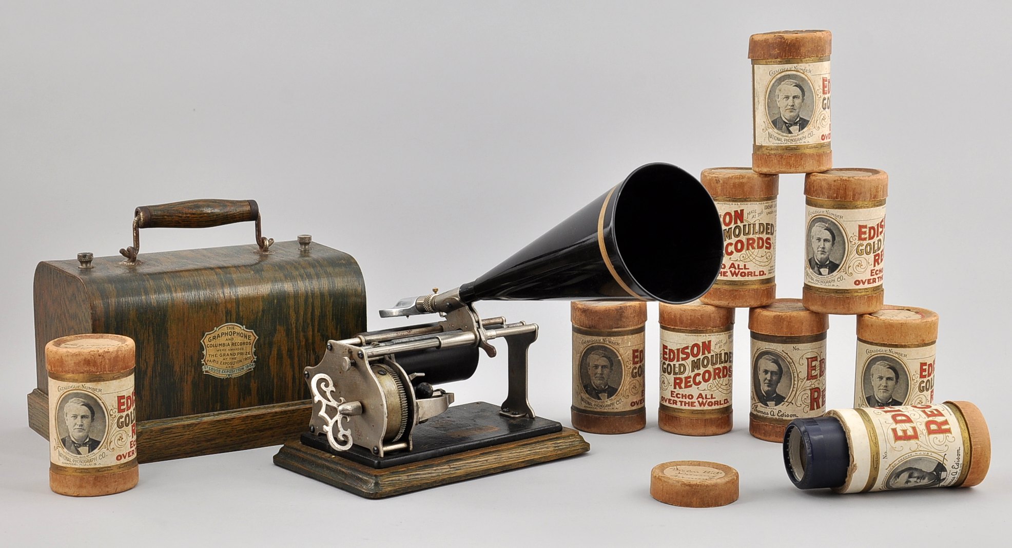 A Columbia Phonograph Co. Q type "The Graphophone" with Ten Records ...