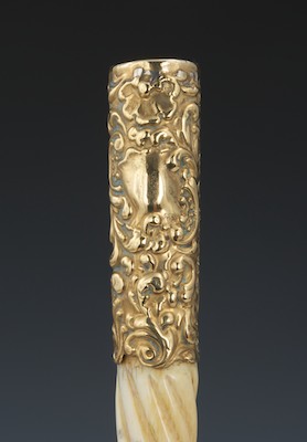 A Victorian Gold Filled and Bone/Ivory Parasol Handle, 11.19.10, Sold: $115