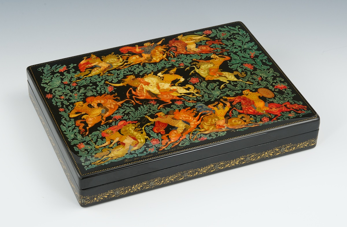 A Large Russian Palekh "The Lay of Igor's Host" Lacquer Box, Painted by ...