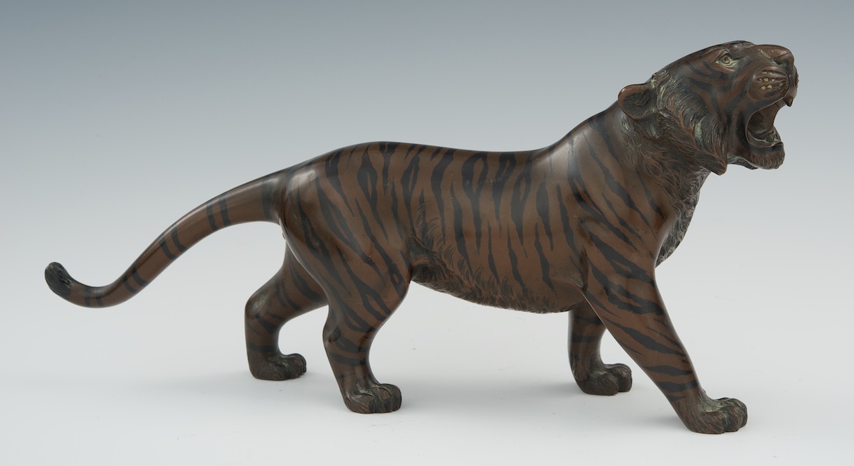 A Japanese Bronze Okimono of a Howling Tiger , 11.20.10, Sold: $638.25