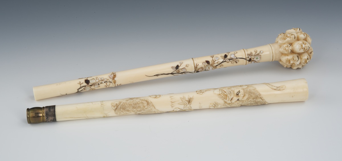 Two Carved Ivory Parasol Handles, 11.19.10, Sold: $638.25