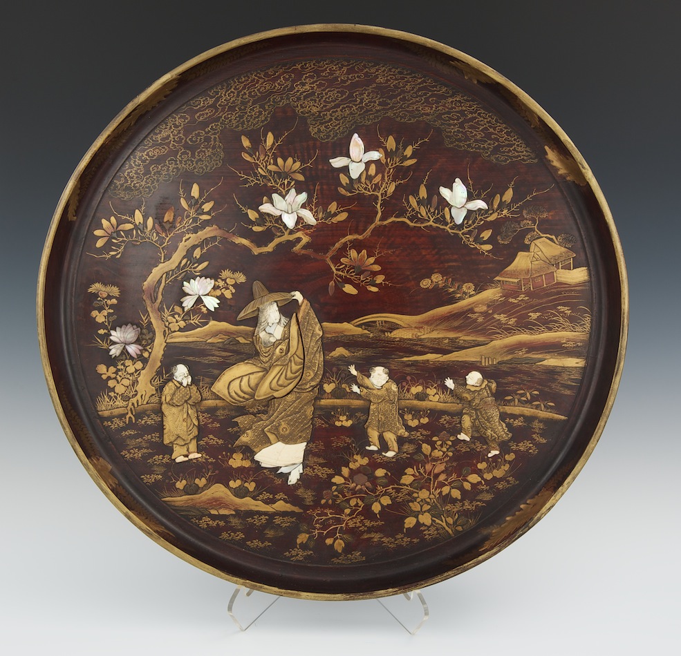 A Large Wood and Ivory Inlay Tray, Japanese, ca. Meiji , 09.25.10, Sold ...