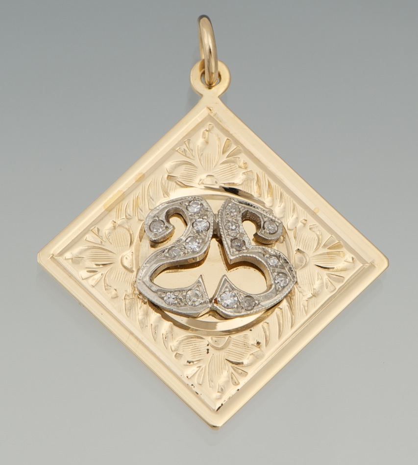 A Gold and Diamond 25 Year Anniversary Pendant , 12.16.11, Sold: $184