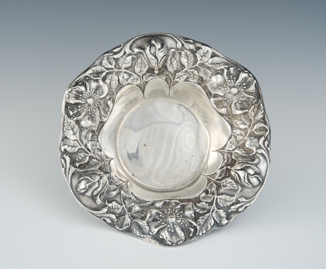 An Art Nouveau Sterling Silver Repousse "Wild Rose" Pattern Bowl by ...