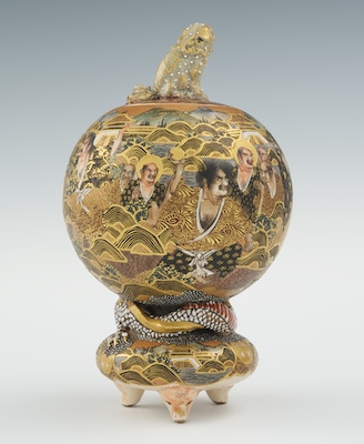 A Satsuma Gyokuzan Dragonware Lidded Vase, Kyoto, Meiji, 05.28.11, Sold ...