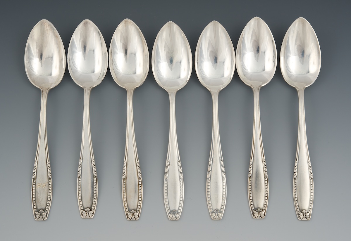 Seven German Silver Tea Spoons by Gebruder Koberlin, Dobeln, Sachsen ...