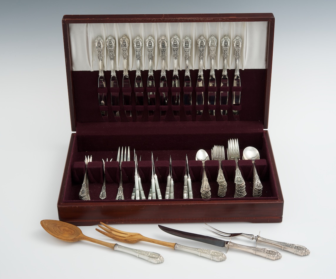 A Sterling Silver Dinner Service for Twelve in "Rose Point" Pattern, 05 ...