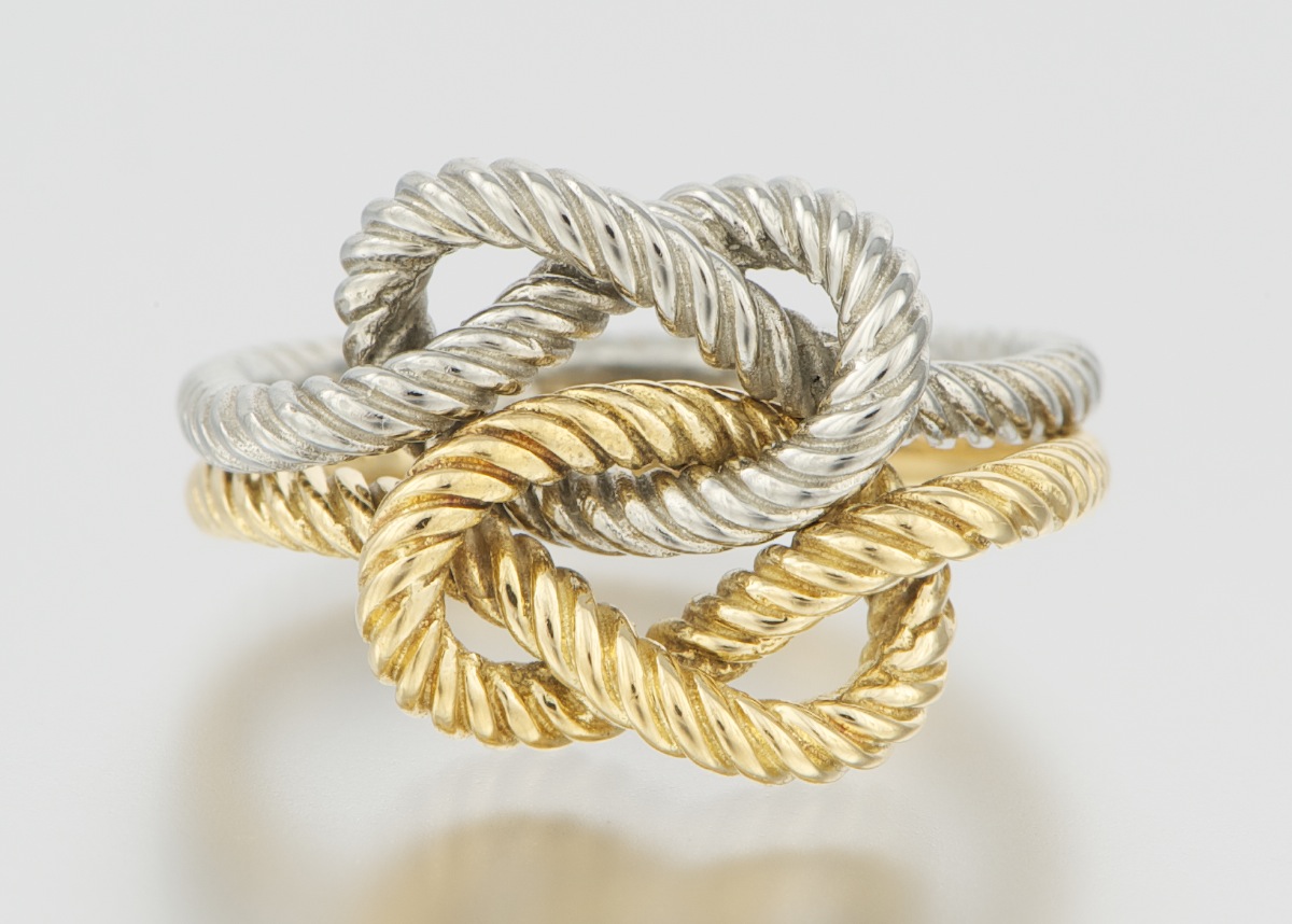 A Ladies' Two Tone 18k Gold Knot Ring , 05.27.11, Sold: $471.5