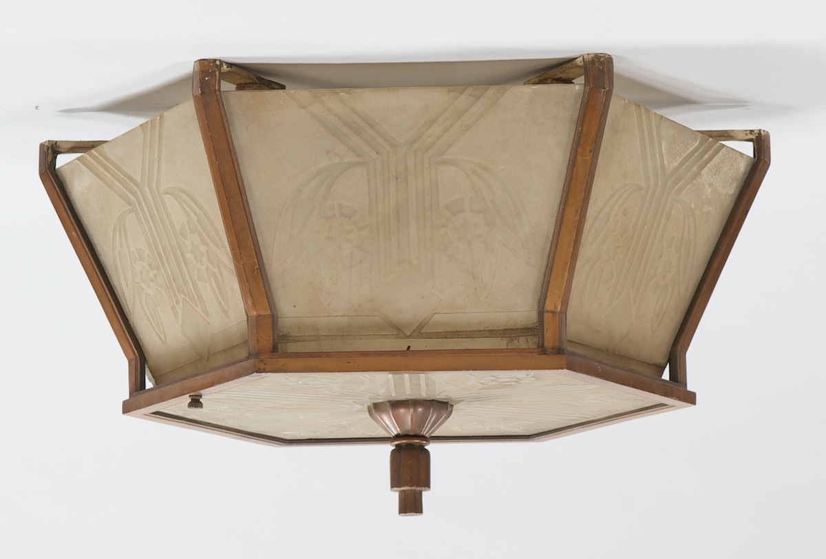 An Art Deco Bronze & Etched Glass Light Fixture From The Cleveland ...