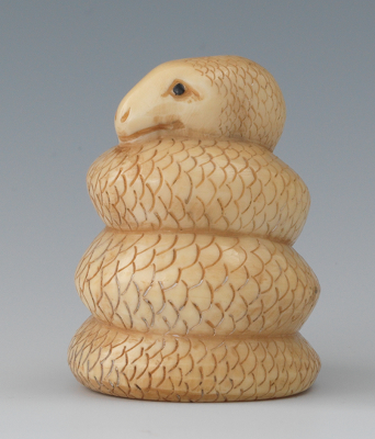 A Carved Ivory Netsuke of a Coiled Snake , 09.03.11, Sold: $69