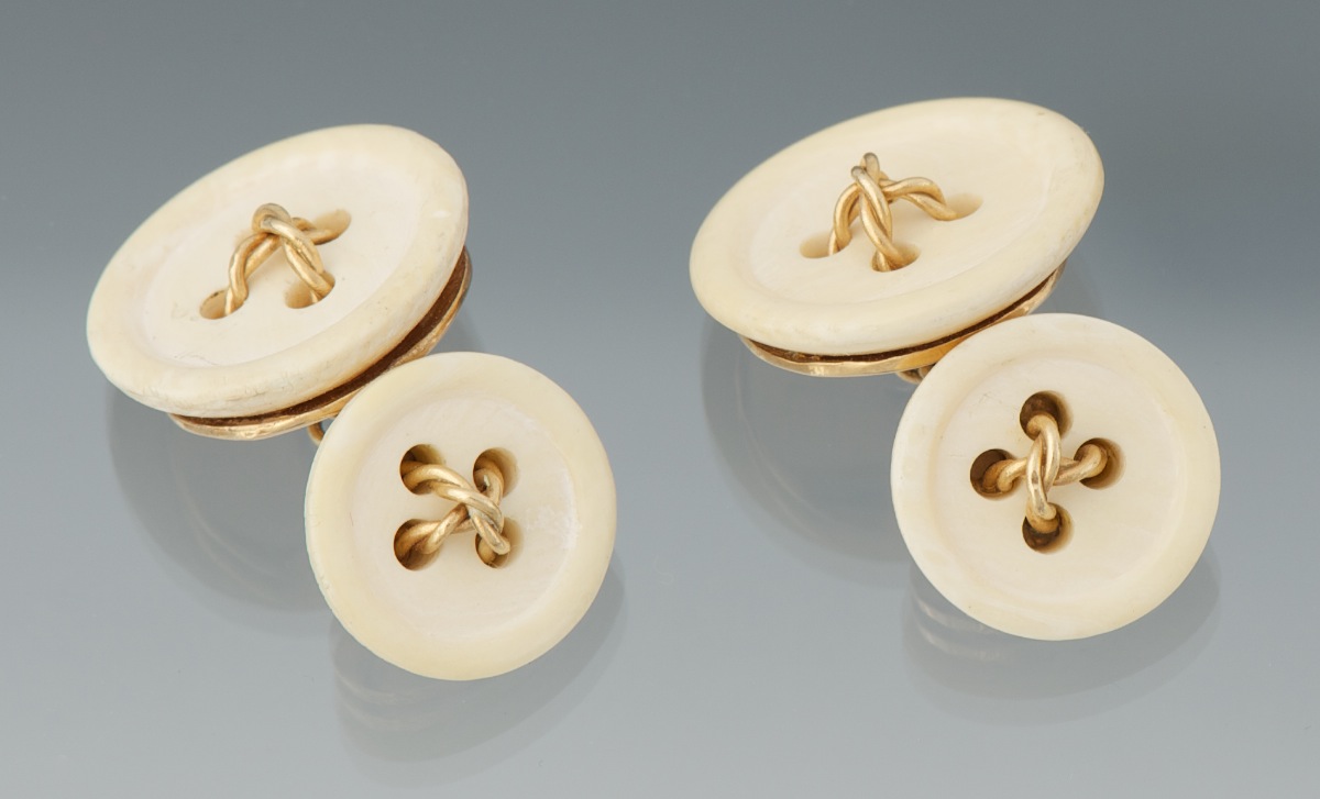 A Pair of Charming Ivory and Gold Button Cufflinks , 09.02.11, Sold: $471.5