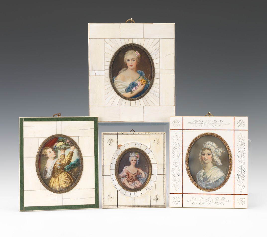 Four Framed Miniatures in Decorative Ivory Frames, 12.13.12, Sold: $287.5