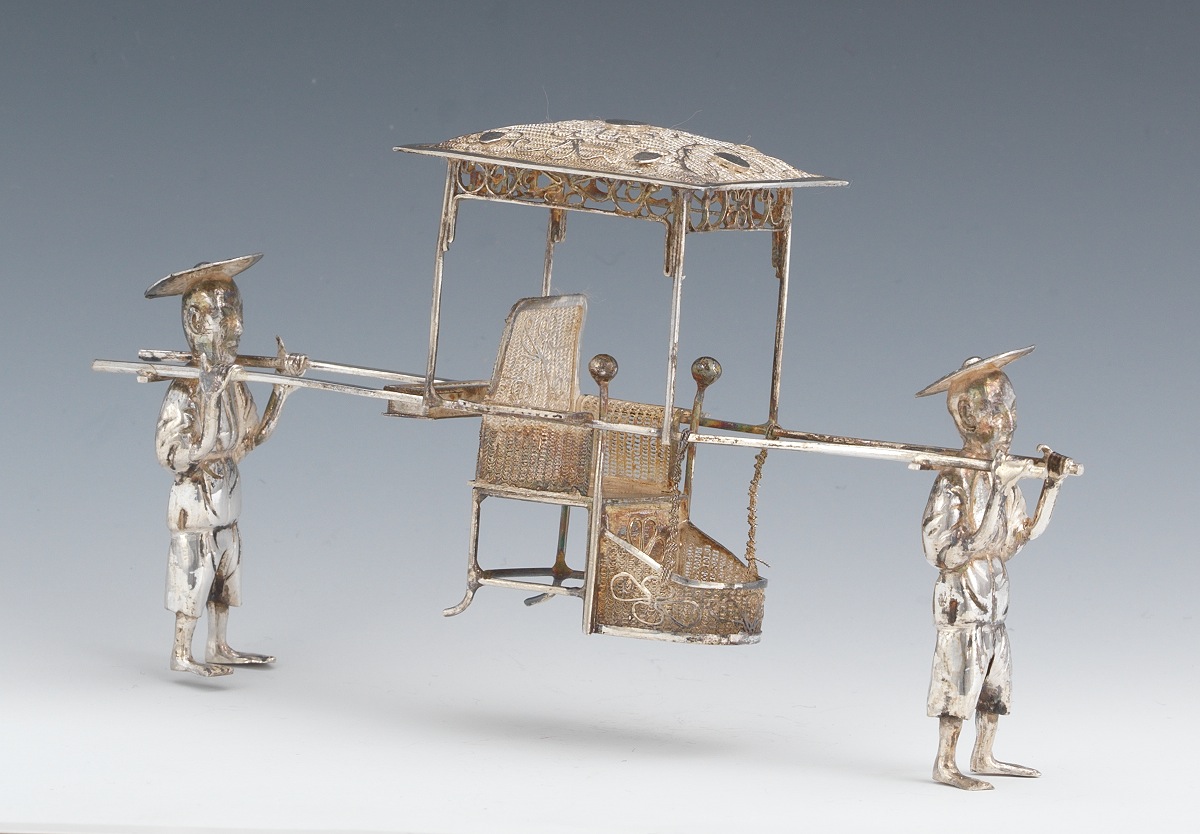 A Chinese Miniature Silver Palanquin with Two Figures, 02.09.12, Sold: $184