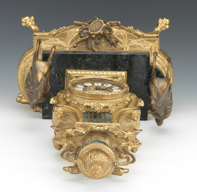 A Brass and Marble Clock and Candlestick Garniture Set, 03.30.12, Sold ...