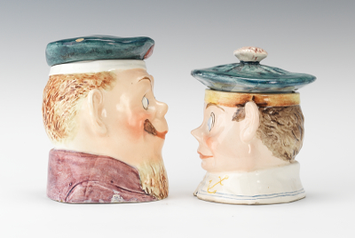 Two Palmer Cox Brownies Humidor Jars, ca. 1890-1920, 05.26.12, Sold: $97.75