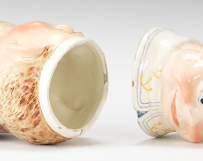 Two Palmer Cox Brownies Humidor Jars, ca. 1890-1920, 05.26.12, Sold: $97.75