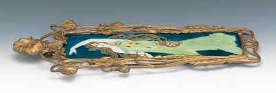 A Johann von Schwarz Ceramic Art Nouveau Tile by Karl Luber in Gilt ...