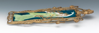 A Johann von Schwarz Ceramic Art Nouveau Tile by Karl Luber in Gilt ...