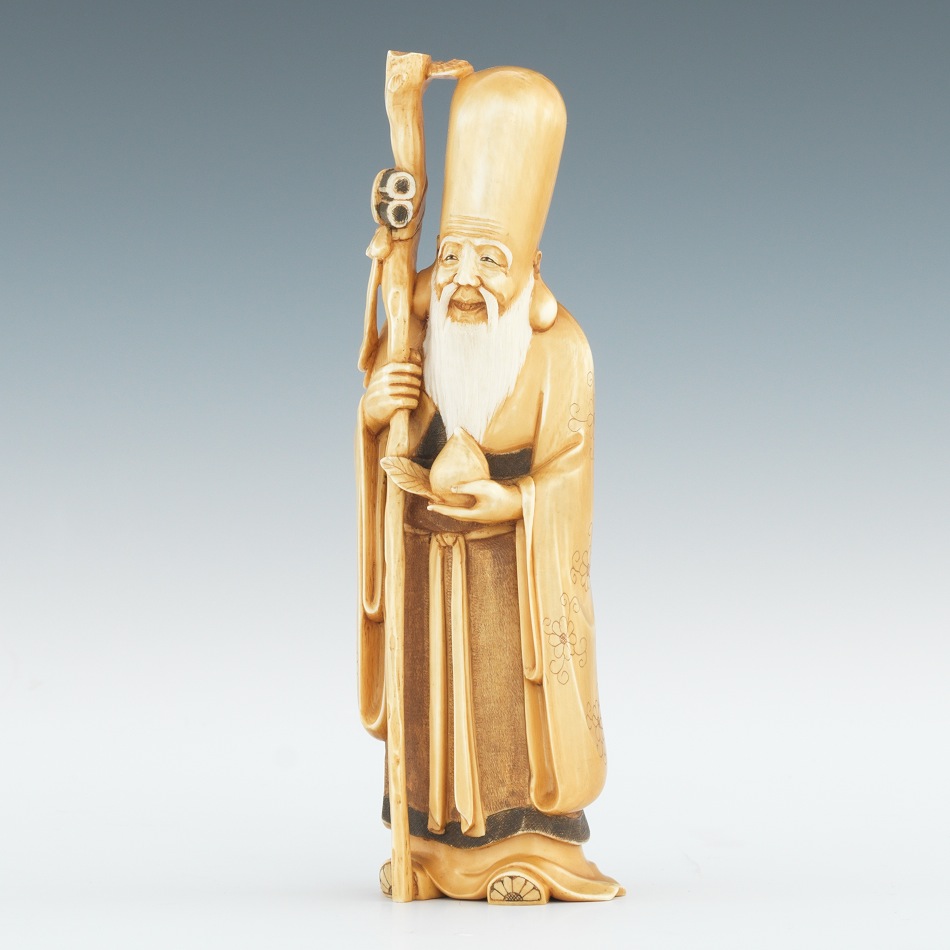 Carved Ivory Figure of Shou Lao, the God of Longevity, ca. 1960's, 09. ...