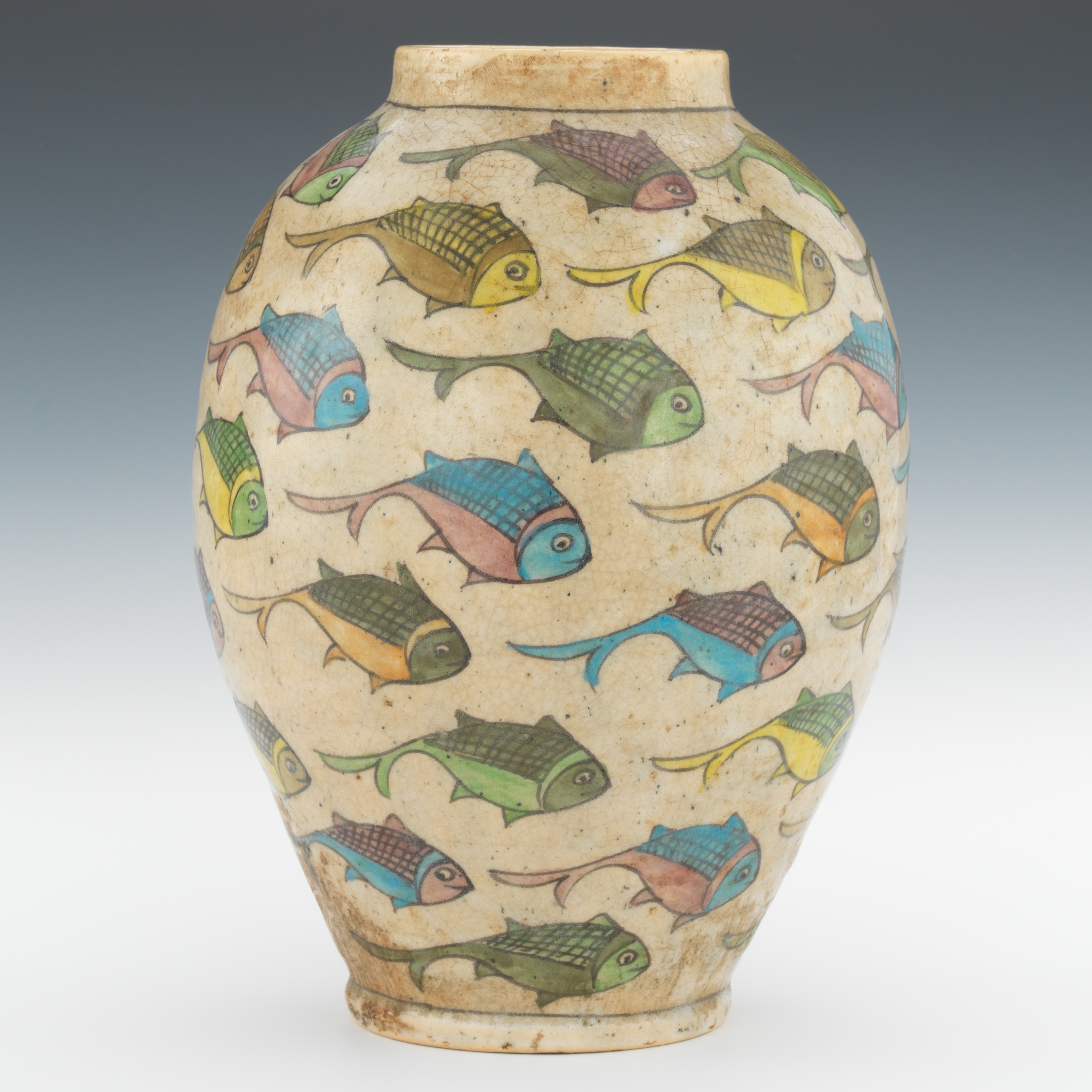 High resolution image for Persian Style Pottery Vase with Fish, ca ...
