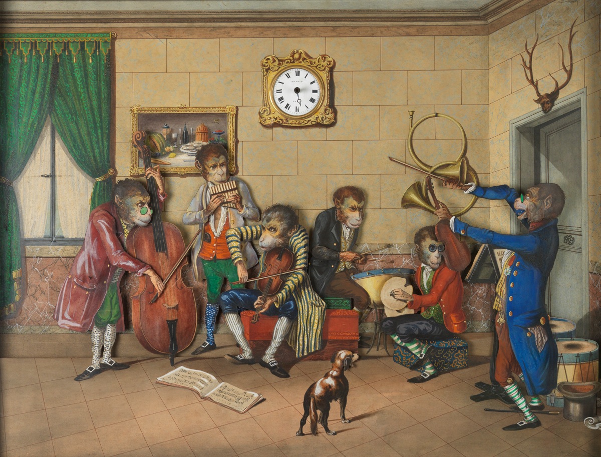 Musical Automaton Clock Picture, Monkey Musicians, ca. 1860, 09.06.13 ...