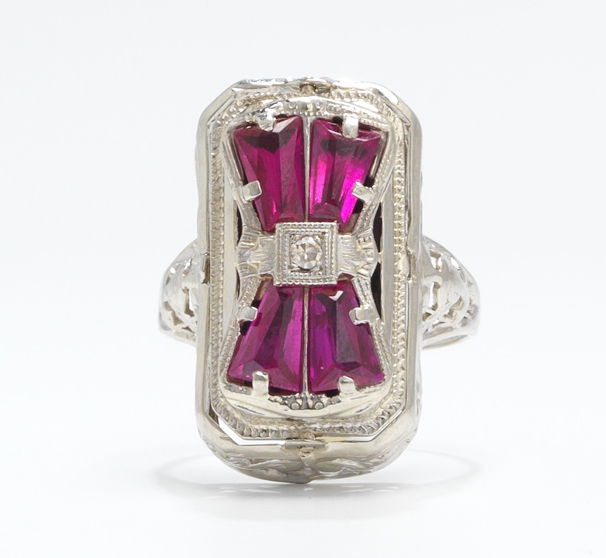 An Art Deco Gold, Onyx, Diamond and Synthetic Ruby Flip Ring , 12.13.13 ...
