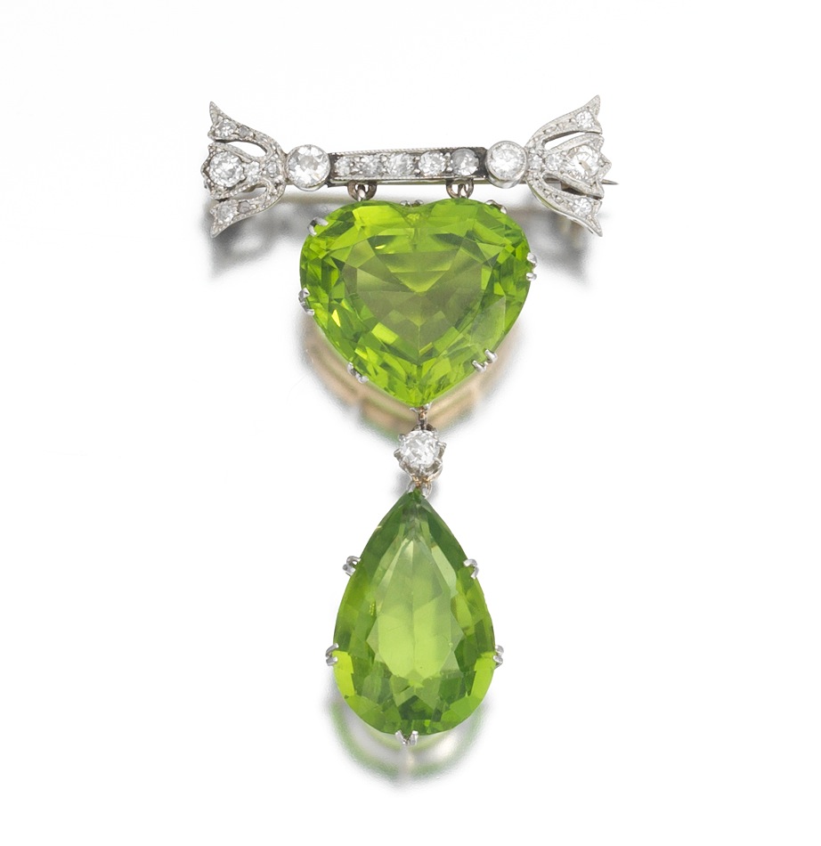 An Edwardian Platinum, Diamond and Peridot Brooch , 03.22.13