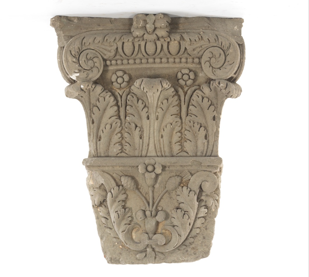 Carved Stone Half Column Capital, 05.23.13, Sold: $207
