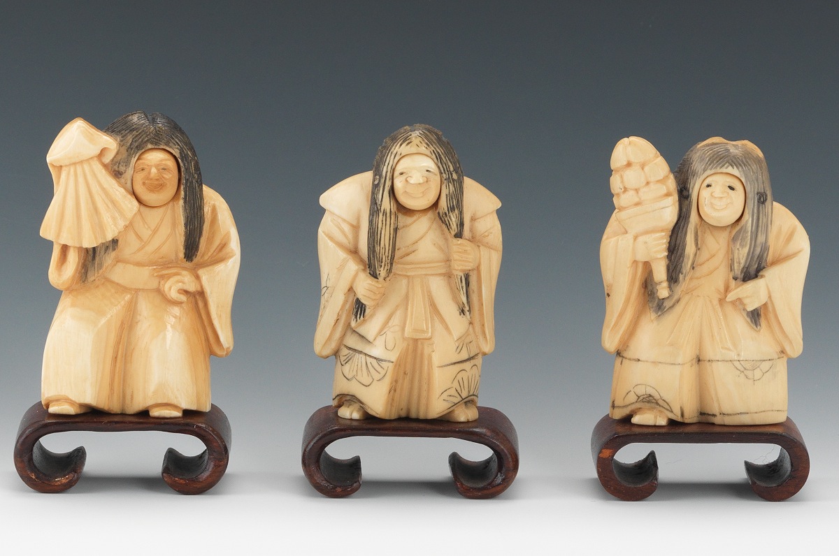 Trio of Japanese Changing Faces Ivory Netsuke , 10.24.13, Sold: $207