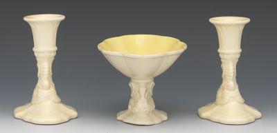 Cowan Pottery Compote and Candlesticks, ca. 1926, 09.21.13, Sold: $46